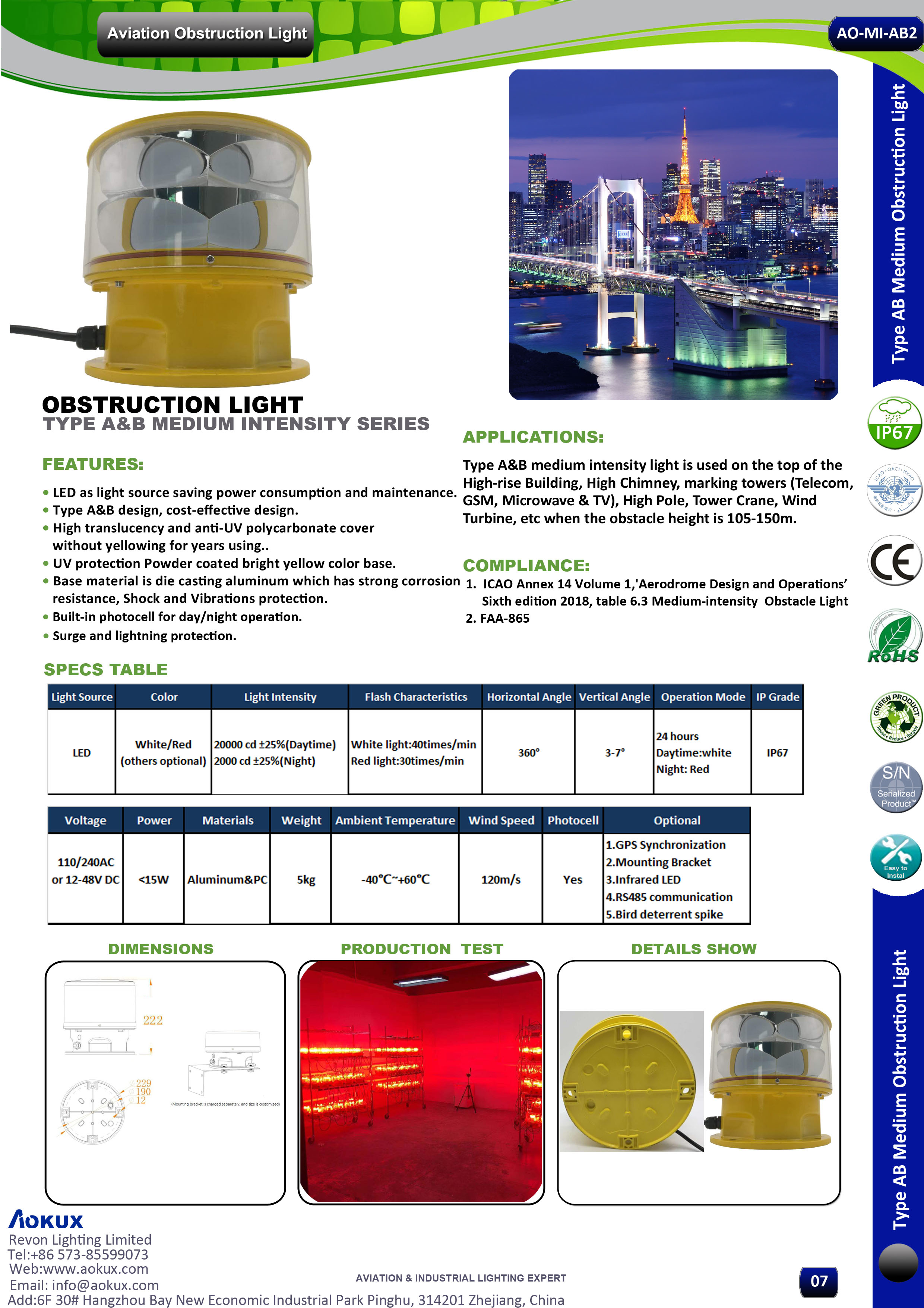Type AB Medium Intensity obstruction light - Obstruction Light ...